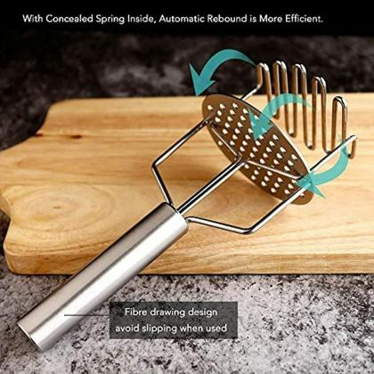 SAMEZONE Potato Masher Stainless Steel Spring Hand Masher for Potato ...