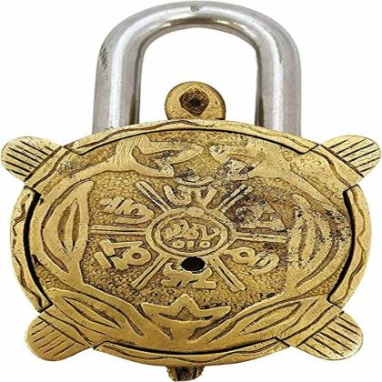 GURU JEE Solid Brass Turtle Padlock with 2 Keys, Beautiful Fully ...