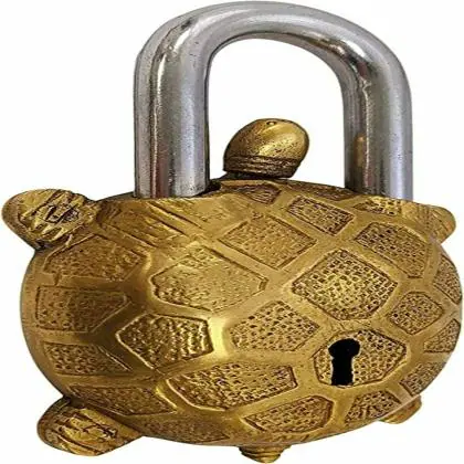 GURU JEE Solid Brass Turtle Padlock with 2 Keys, Beautiful Fully ...