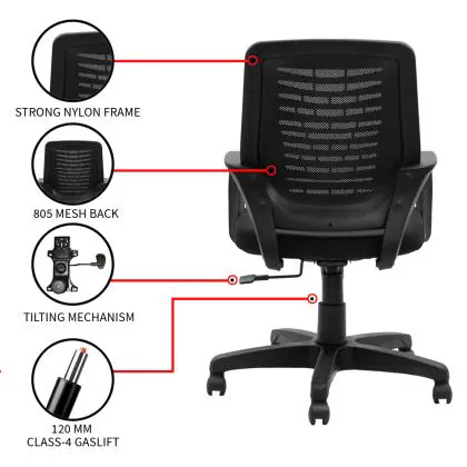 The Office Room 805 Medium Back Mesh with Fixed Armrest and High ...