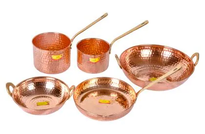 Shiv Shakti Arts Pure Copper Cookware Set 5 Pc(Sauce Pan|Kadhai Set ...