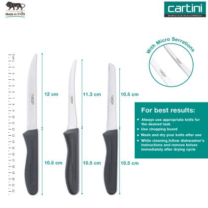 Godrej Cartini Stainless Steel Kitchen Knife (Set of 3 pcs) - JioMart