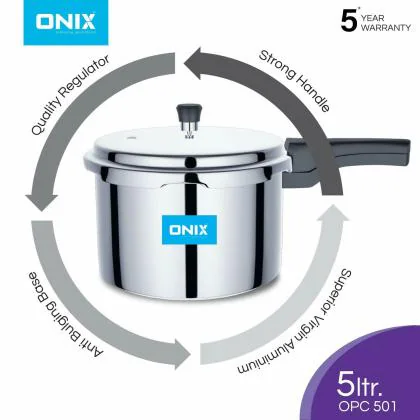 Onix OPC 501 5L Induction Base Outer Lid Virgin Aluminium Pressure Cooker - JioMart
