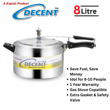 Decent Classic Aluminium 8 L Pressure Cooker (Aluminium) - JioMart