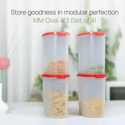 Tupperware Plastic Storage Container- 1.7 liters, 4 pieces, Multicolor ...