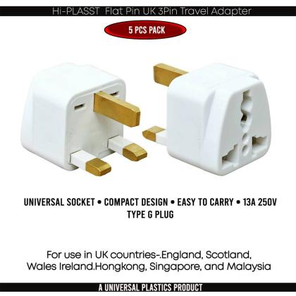 Hi-Plasst Universal Type G Uk Flat 3 Pin Travel Power Plug Adapter ...