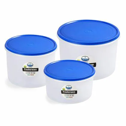 Joyo Fresherware Container Round 3 Pcs Set (1500 ml x 1, 2000 ml x 1 ...