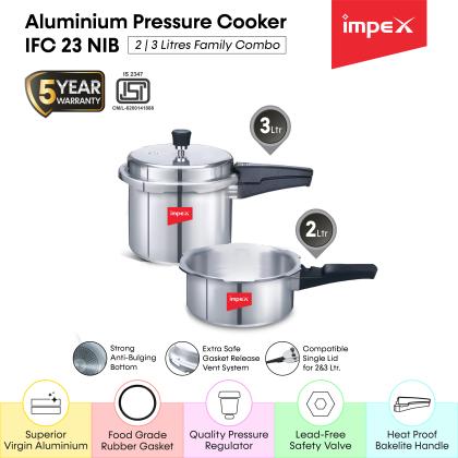 Impex IFC23NIB 2L, 3L Virgin Aluminium Non Induction Bottom Pressure ...