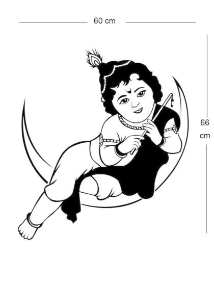Trends on wall Black Vinyl Adorable Kanha Wall Sticker 66 x 60 cm - JioMart
