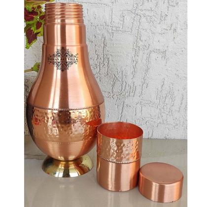 Indian Art Villa Copper Hammered Surai Design Lacquered In-built Glass ...