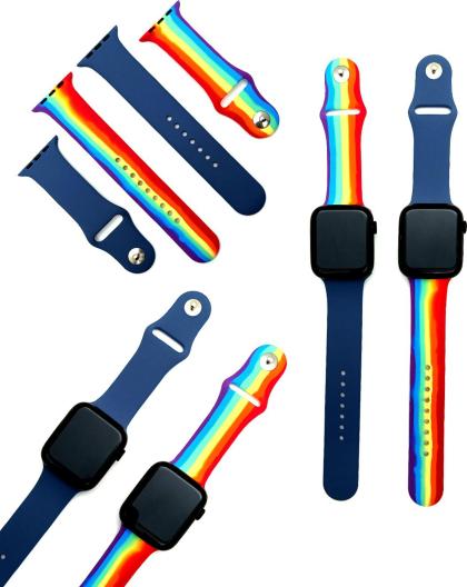 Black Lovies Navy Blue, Rainbow Smart Watch Strap For Series 7,6,5,4,3 ...