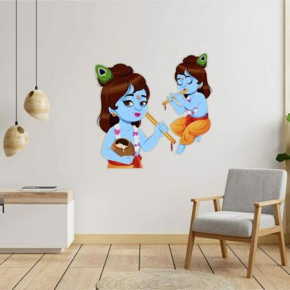 CVANU Beautiful Radha-Krishna with Bansuri Playing Religious Wall ...