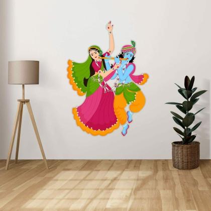 CVANU Beautiful Radha-Krishna with Bansuri Playing Religious Wall ...