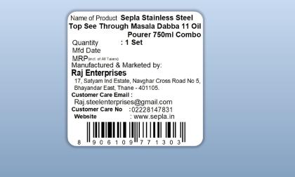 Sepla Stainless Steel Top See Through Masala Dabba 11 Oil Pourer 750ml ...