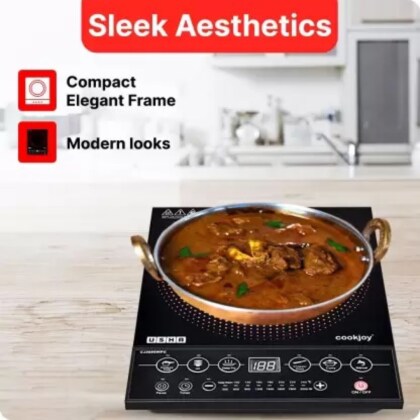 Usha CookJoy (CJ1600WPC) 1600 Watt Induction cooktop (Black) - JioMart