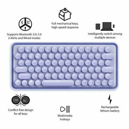 RAPOO Ralemo Pre 5 Multi-Mode Wireless Mechanical Keyboard(Purple ...