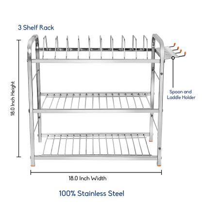 Zaib Wall Mounted Stainless Steel Rust Proof Kitchen Rack Bartan Stand ...
