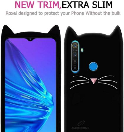 CASECRAFT Realme 5, 5i, Model RMX2030, RMX1925 Black Rubber Shock Proof ...