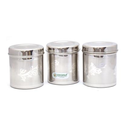 Coconut Stainless Steel Deep Dabba Set of 18 (500 ml+ 750 ml+ 1000 ml ...