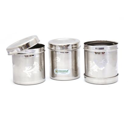Coconut Stainless Steel Deep Dabba Set of 18 (500 ml+ 750 ml+ 1000 ml ...