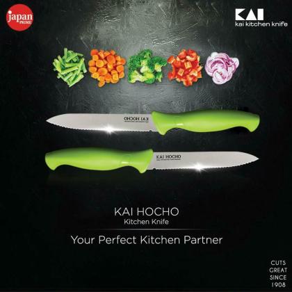 Kai Stainless Steel Kitchen Knife Set, 3-Piece, Green - JioMart
