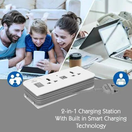 Polycab Multifunctional Power Strip With 2 Three Prong Outlets And 2 ...