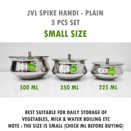 JVL Silver Stainless Steel Cooking Spike Handi Pot Vessel With Plain ...