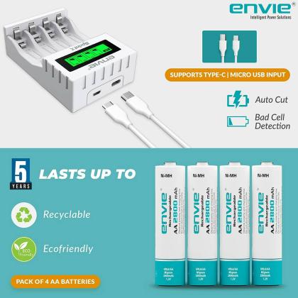 Envie ECR11MC Sprintx Ultra Fast Rechargeable Batteries Charger With 4 ...