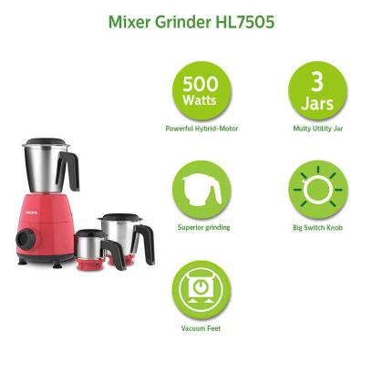PHILIPS HL7505/02 3 Jar Mixer Grinder (500 Watts, Red) - JioMart
