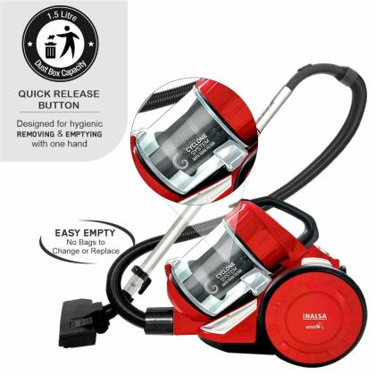 Inalsa, Aristo, 1400W, Bagless Vacuum Cleaner | HEPA Filter, Powerful ...
