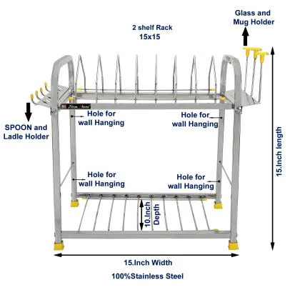 SLIMSHINE Stainless Steel Kitchen Dish Rack 15X15 Inch - JioMart