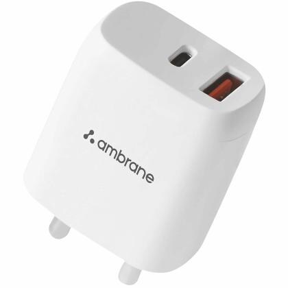 Ambrane White 30W BoostedSpeed Dual Output Port Fast Charger with QC ...