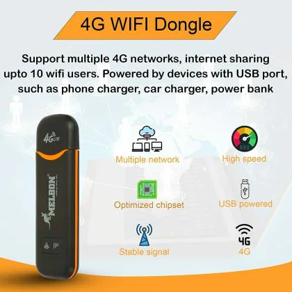 MELBON 4G LTE Wireless USB Dongle Stick with All SIM Network Support, Plug & Play Data Card with ...