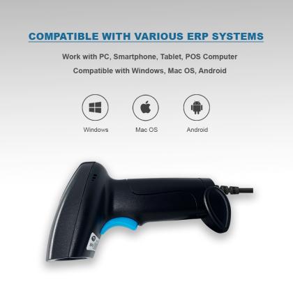 PosBox Handheld 1D + 2D USB Wired Laser Barcode Scanner Optical Laser ...