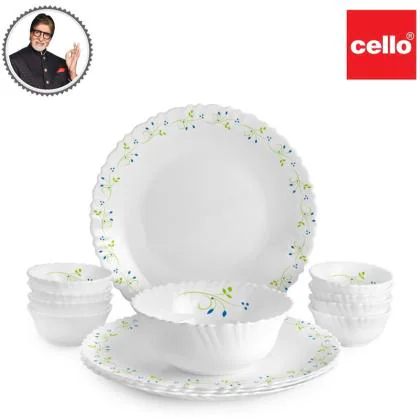 Cello Opalware Dazzle Tropical Lagoon Dinner Set, 13Pcs, White - JioMart