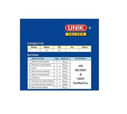 UNIK ISO Certified Extra Heavy Brass Ball Valve (50 mm) 2 inch Made in ...