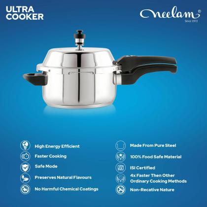 Neelam Stainless Steel Ultra Pressure Cooker Combo Set -2 Litres, 3 ...