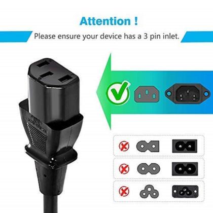MVTECH 3 Pin Computer Power Cable Cord for Desktops PC and Printers ...