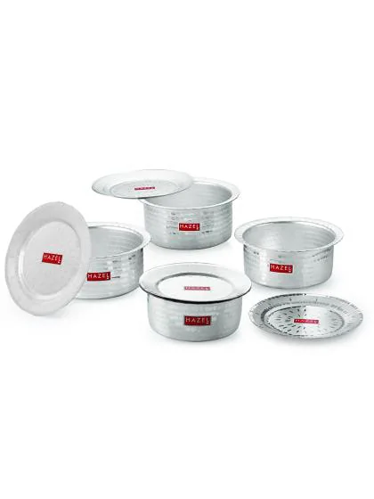 HAZEL Aluminium Hammered Finish Tope Patila With Lid Round Bottom ...