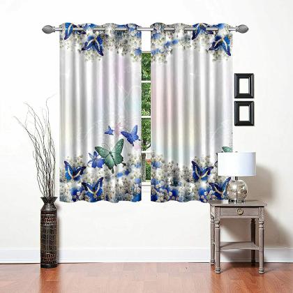 Butterfly Printed Window Curtain For Door Living Room , Bed Room , Home ...