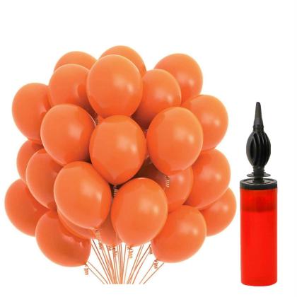 Hemito Rubber Orange Metallic Balloons Orange Balloons With Pump (Pack ...