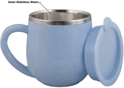 Rema Blue Plastic, Stainless Steel Coffee Mug with Lid and Spoon 200 ml ...