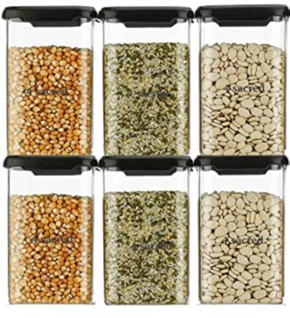 CLOUDHEAD Plastic Black Square Container Set 1.2 L (Pack of 6) - JioMart