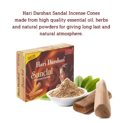 Hari Darshan Sandal Incense Cone Dry Dhoop Sticks(Pack of 12, 12 Sticks ...