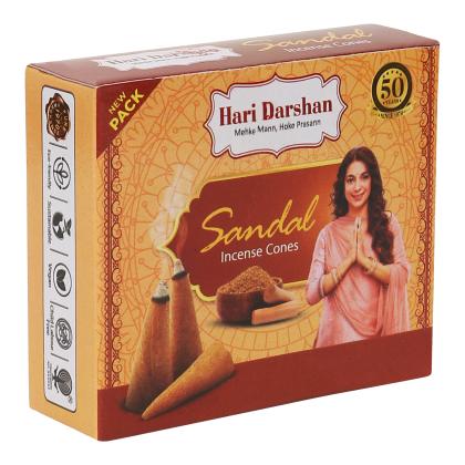 Hari Darshan Sandal Incense Cone Dry Dhoop Sticks(Pack of 12, 12 Sticks ...
