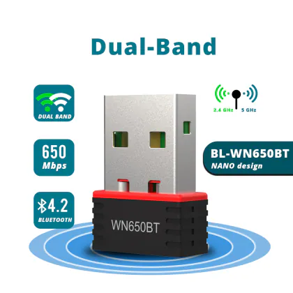 MATCH LB-LINK USB Bluetooth Adapter + Wi-Fi Dongle for PC, Printers ...