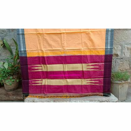 KHANA WEAVES handloom Kadi and pink saree with silk border - JioMart