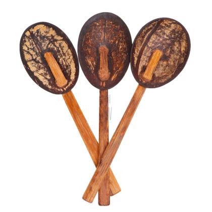 looms & weaves - Coconut Shell Ladles (Small) - Set of 3 Wooden Spoons ...