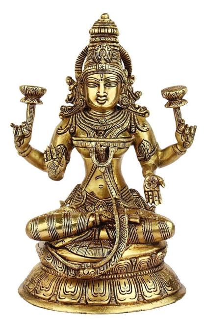 Idol Collections Brown Brass Laxmi Idol Goddess Of Wealth Seated Pose l ...