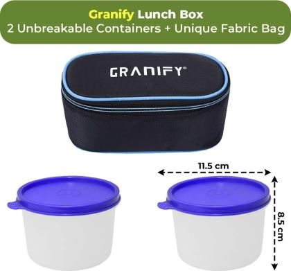 Granify D-1122 Plastic Lunch Box with 2 Plastic Containers 900 ml - JioMart